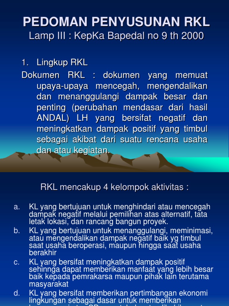 Pedoman Penyusunan RKL | PDF