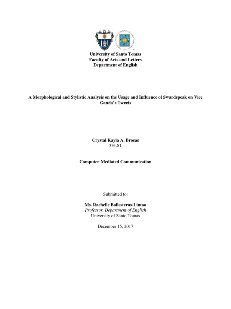 A Morphological and Stylistic Analysis On The Usage and Influence of ...