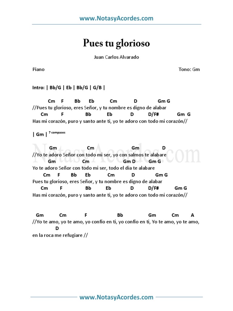 Acordes de "Pues Tu Glorioso" | PDF