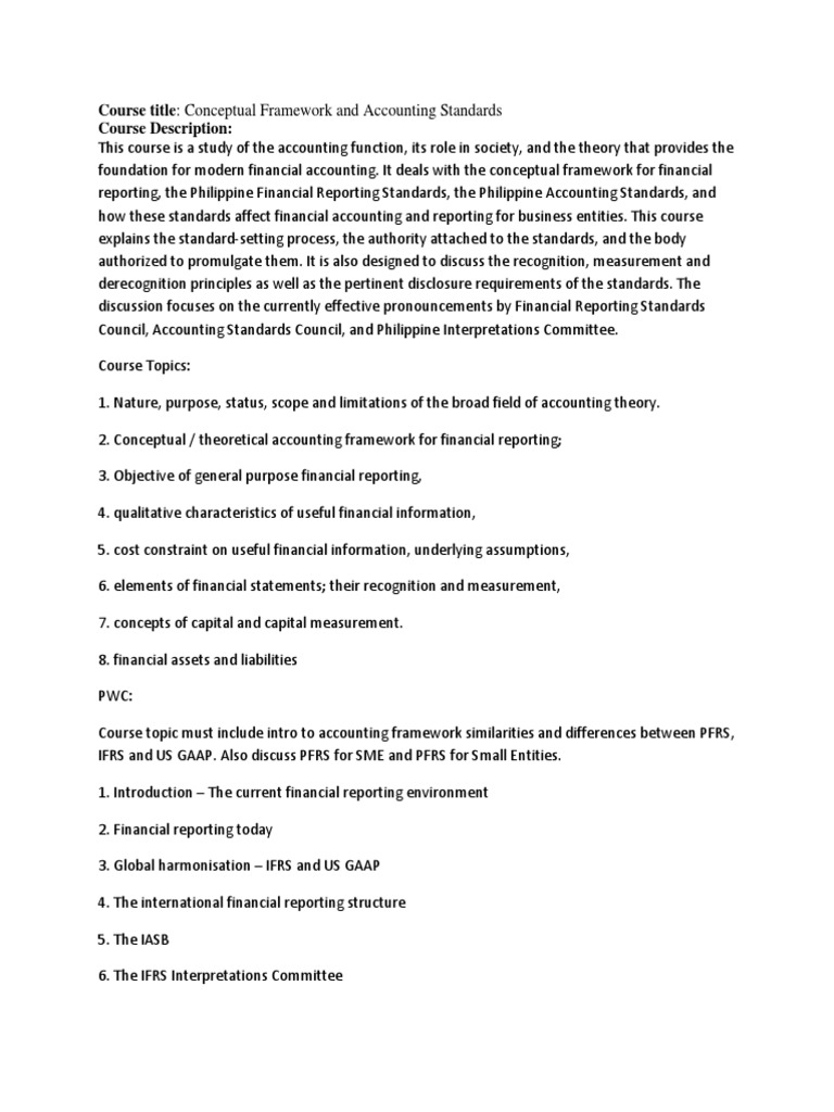 Acc 1 Conceptual Framework Accounting Standards Pdf International