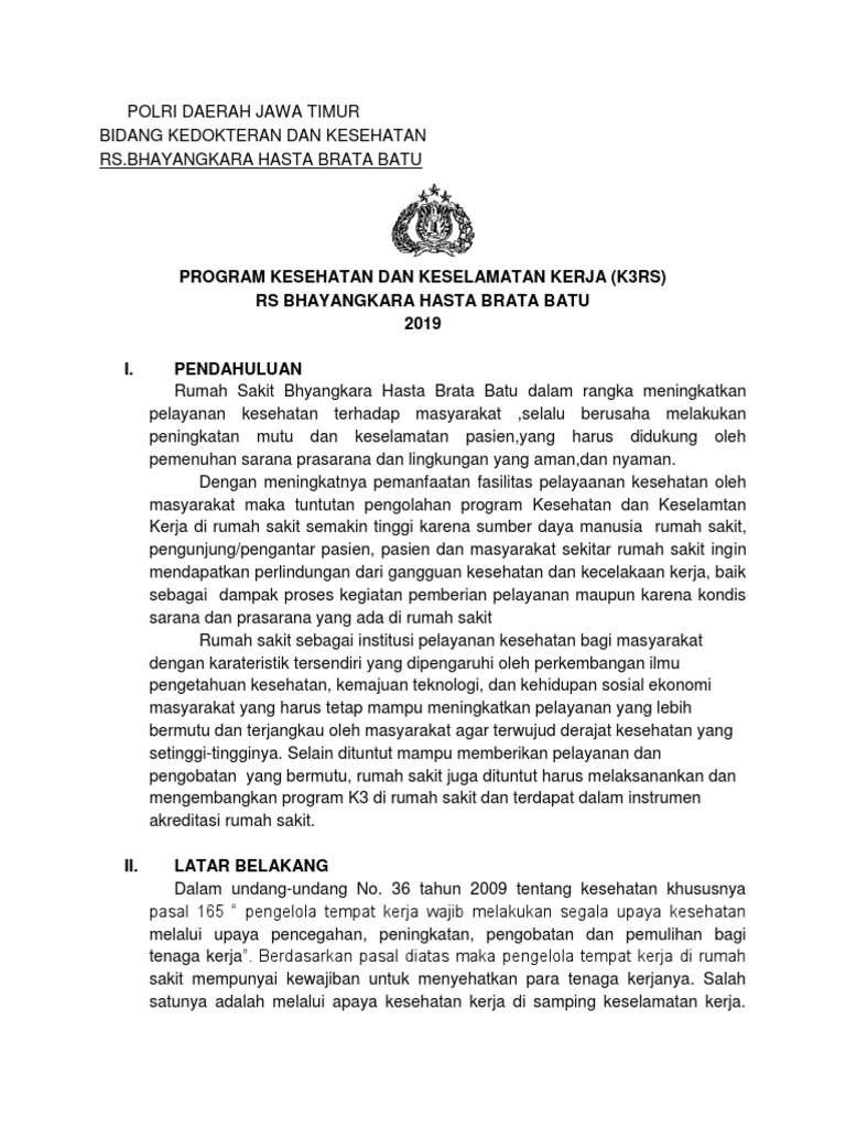 Program Kerja K3RS | PDF