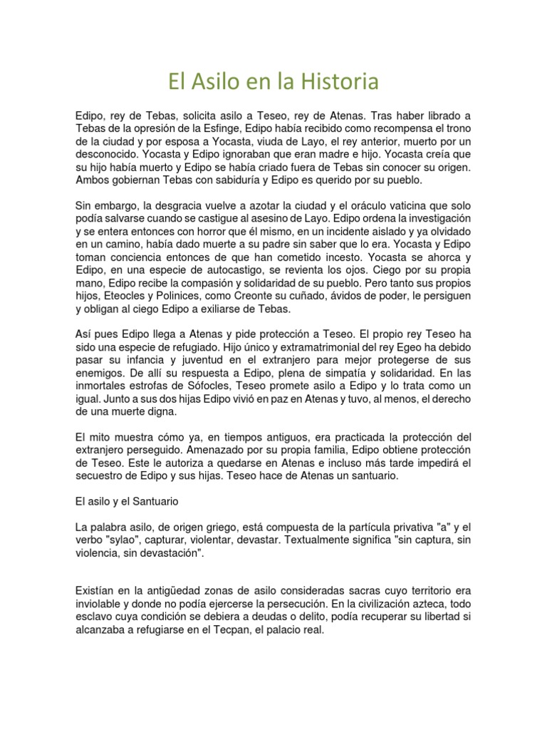 El Asilo en La Historia | Edipo | Abrahán