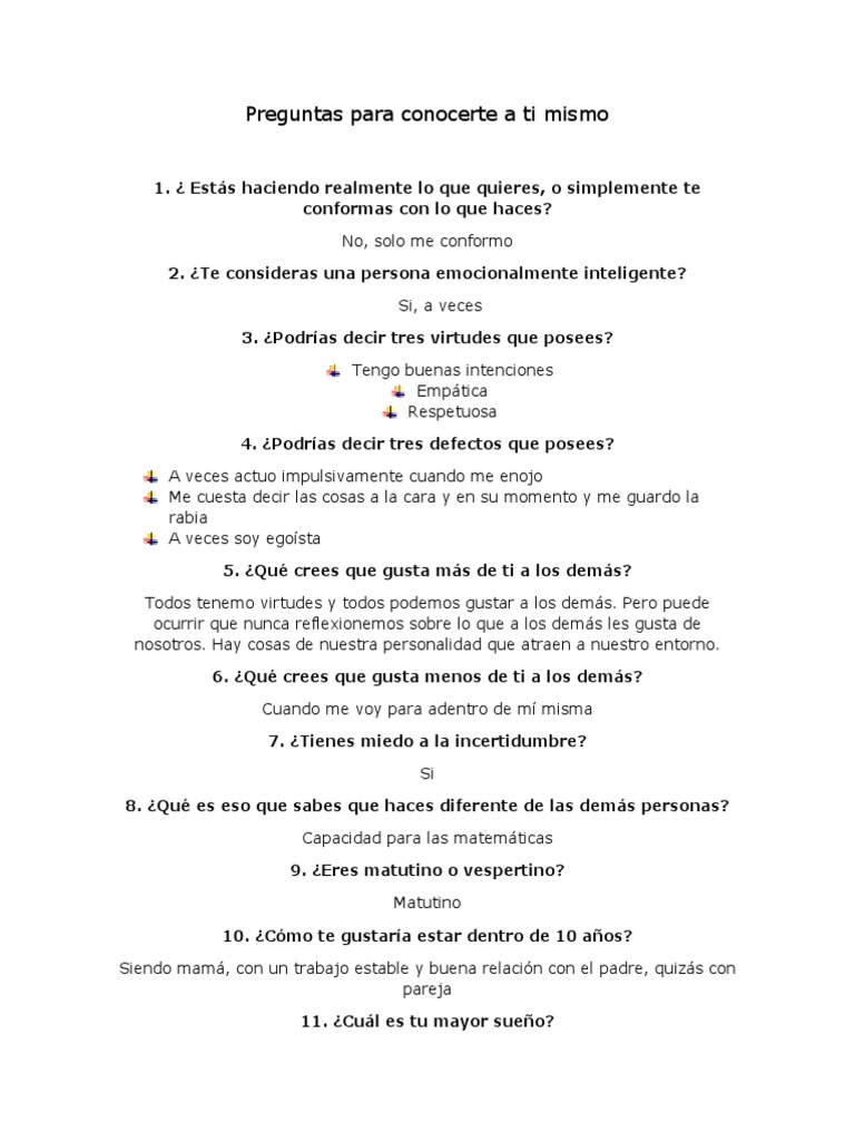 Preguntas para Conocerte A Ti Mismo | PDF | Humor | Vida