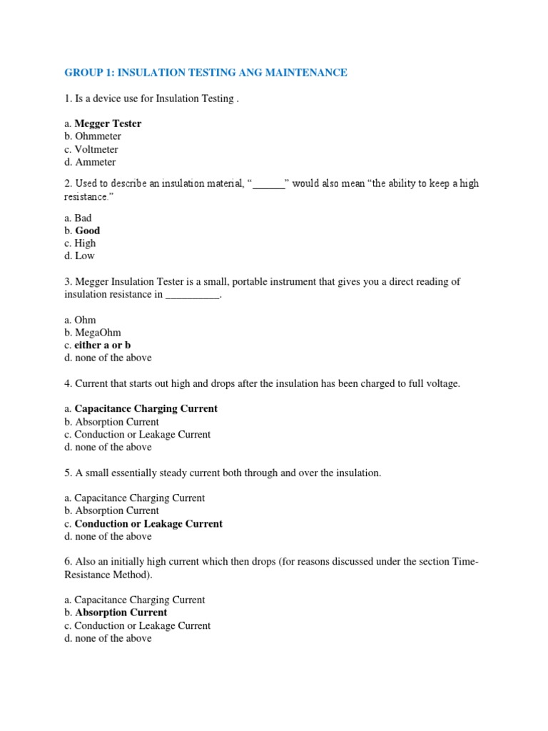 Electrical Engineering Questionnaire | PDF | Insulator (Electricity ...