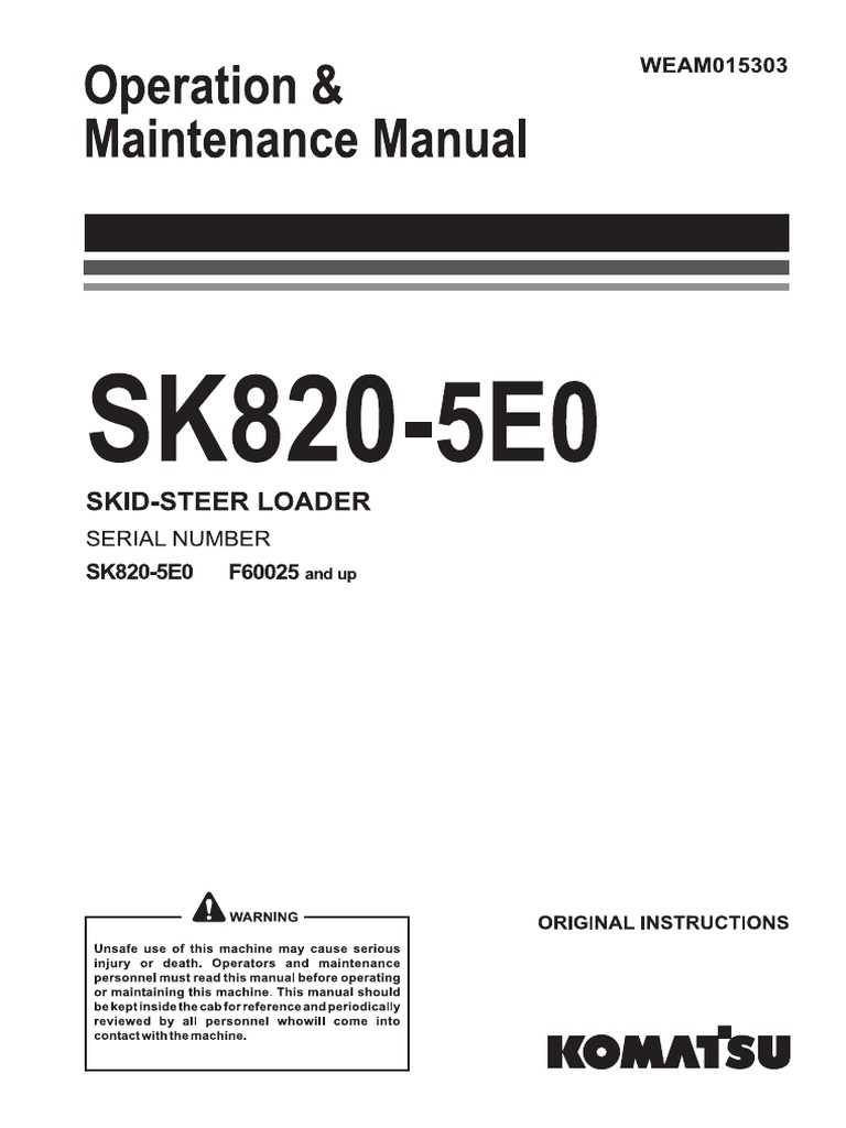 Manual de Operación Minicargador SK820-5E0 | PDF | Safety | Transmission (Mechanics)