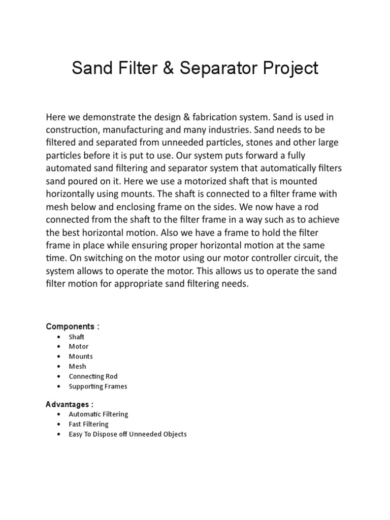 Sand Filter & Separator Project | PDF