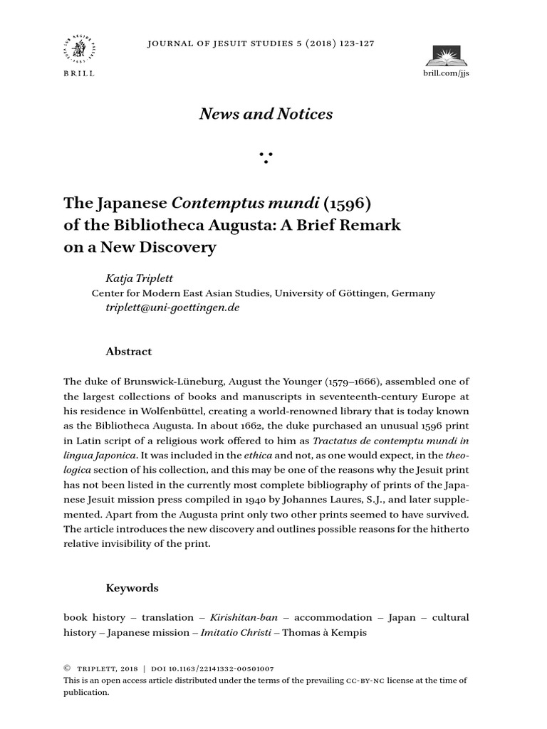 The Japanese Contemptus Mundi (1596) of The Bibliotheca Augusta: A ...