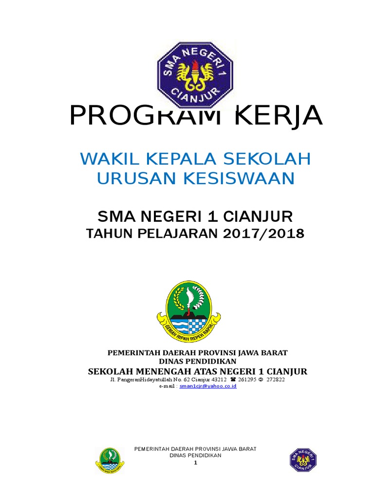 Program Kerja Wakasek Kesiswaan | PDF
