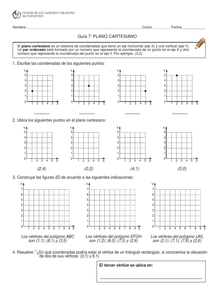 Hoja De Trabajo Sobre Cuadriláteros En El Plano De Coordenadas 4º