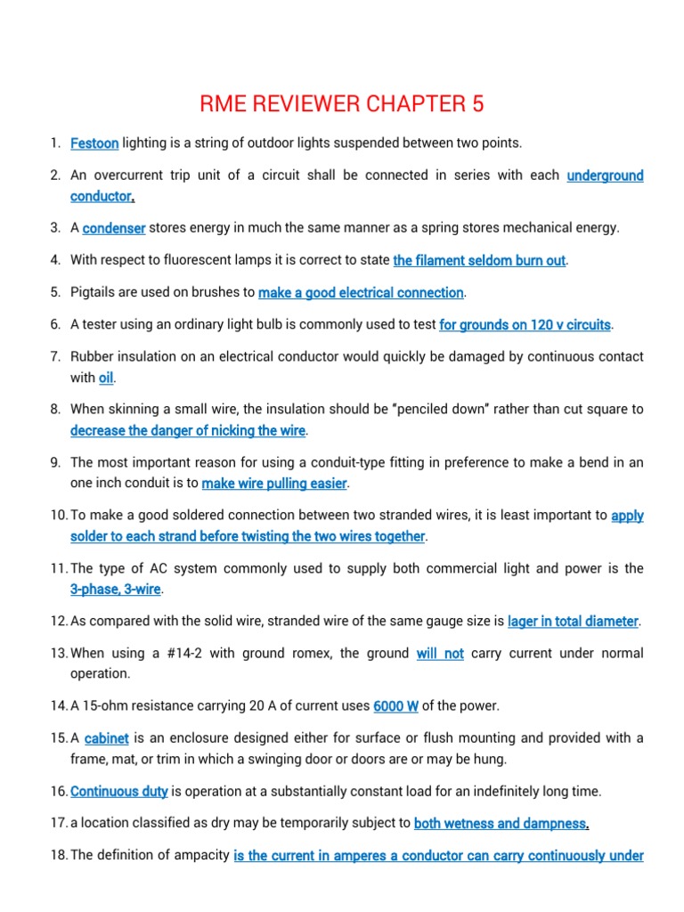 Rme Reviewer Chapter 5 | PDF | Electric Current | Capacitor