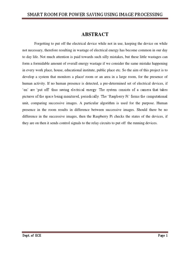 Smart Room Energy Saver with Image Processing | PDF | Raspberry Pi ...