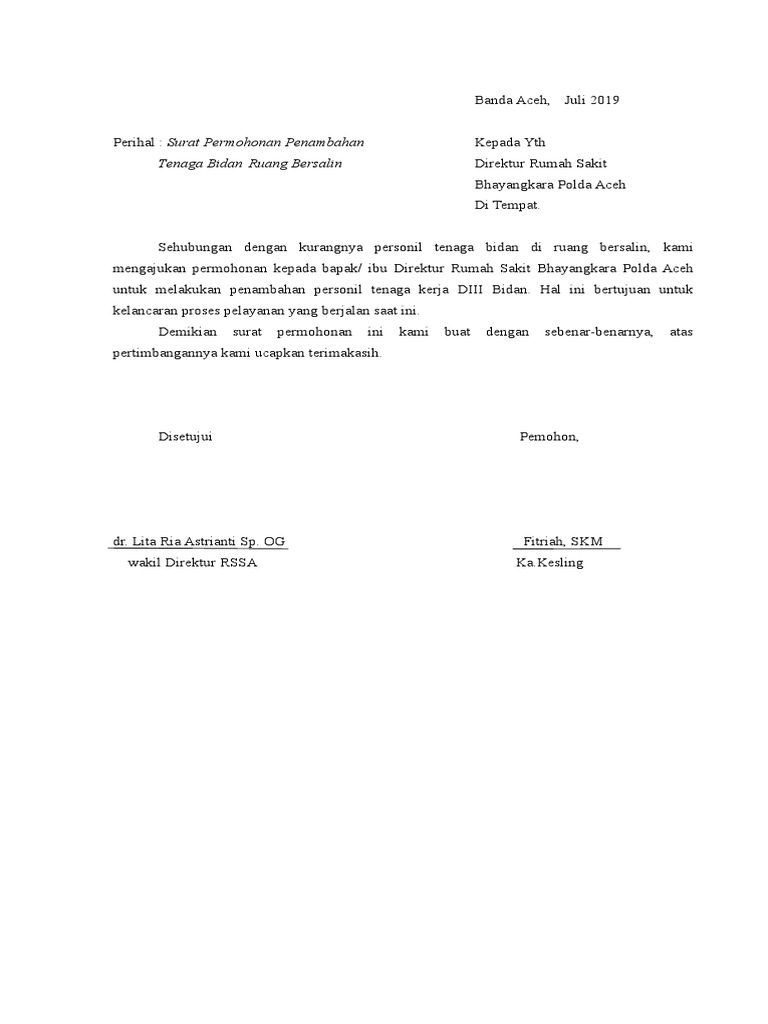 Surat Penambahan Karyawan | PDF Surat Penambahan Karyawan | PDF