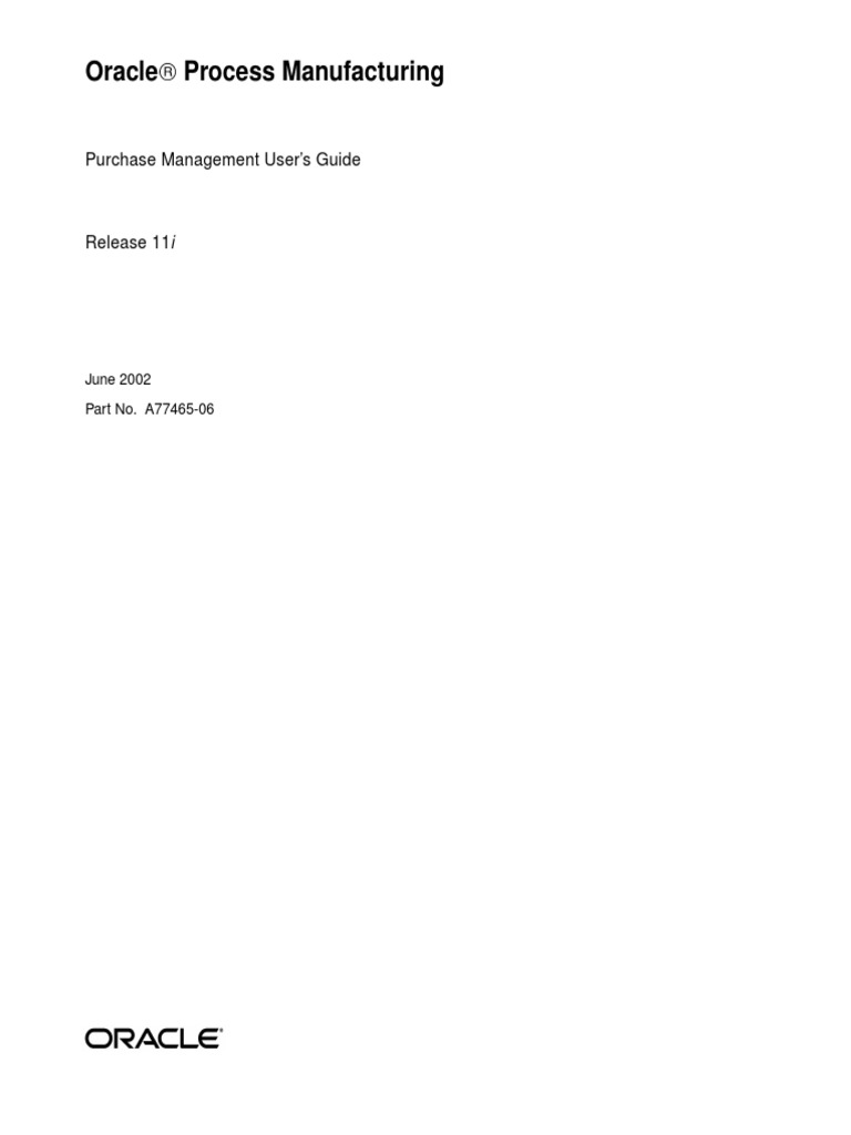 Oracle Process Manufacturing: Purchase Management User's Guide | PDF | Oracle Database | Inventory