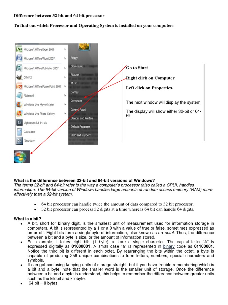 Difference Between 32 Bit and 64 Bit Processor To Find Out Which Processor and Operating System ...