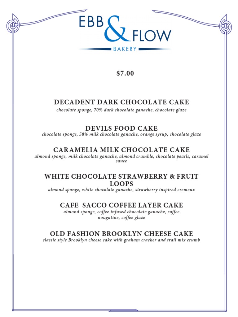 Ebb&Flow Cake Menu | PDF