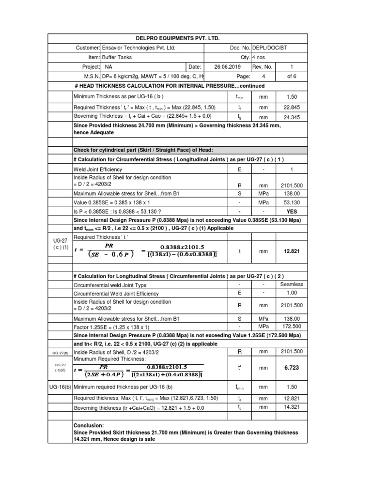 Buffer Tank Design | PDF | Mechanical Engineering | Applied And ...