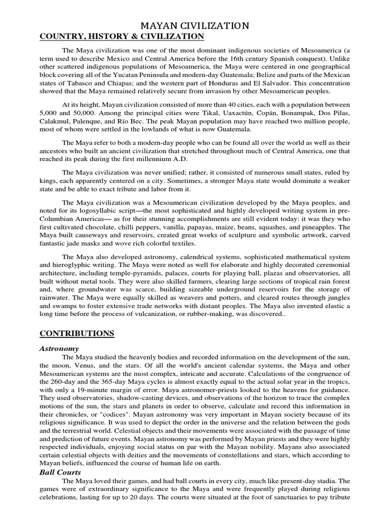 Mayan Civilization | PDF | Maya Civilization | Mesoamerica