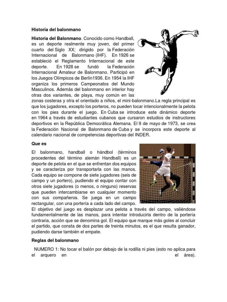 Historia Del Balonmano | PDF | Juegos competitivos | Ocio