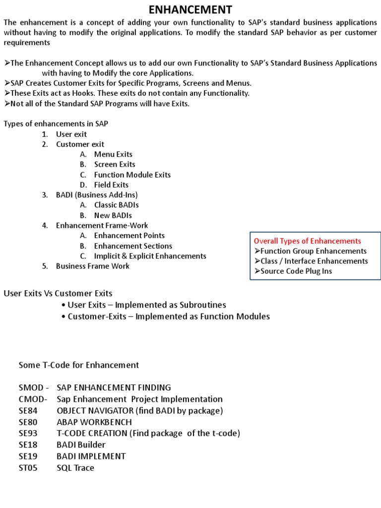 Overall Types of Enhancements: Function Group Enhancements Class / Interface Enhancements Source ...