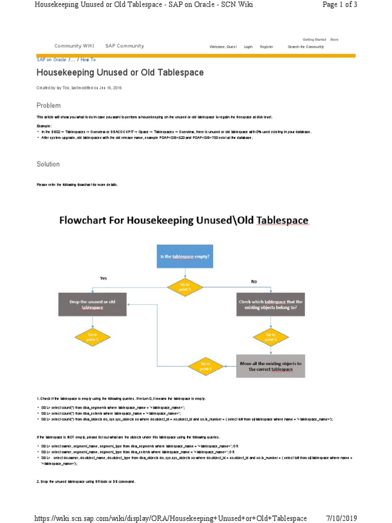Housekeeping Unusued or Old Tablespace | PDF | Oracle Database | Application Software