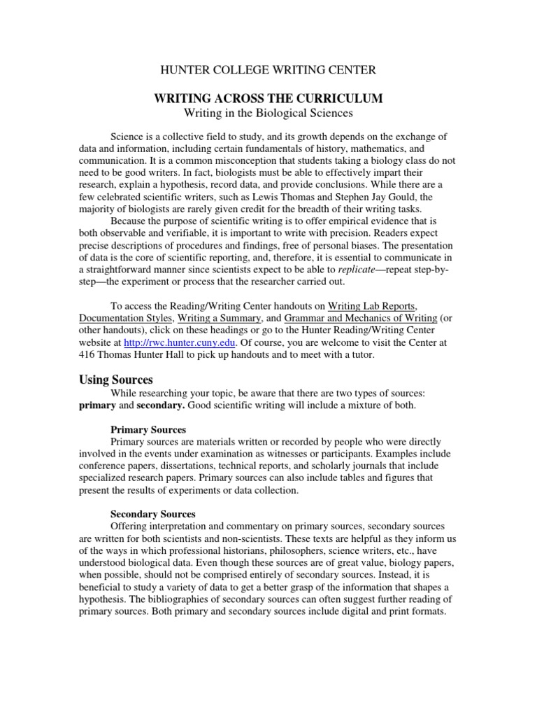 Writing Lab Reports in Biology | PDF | Experiment | Primary Sources