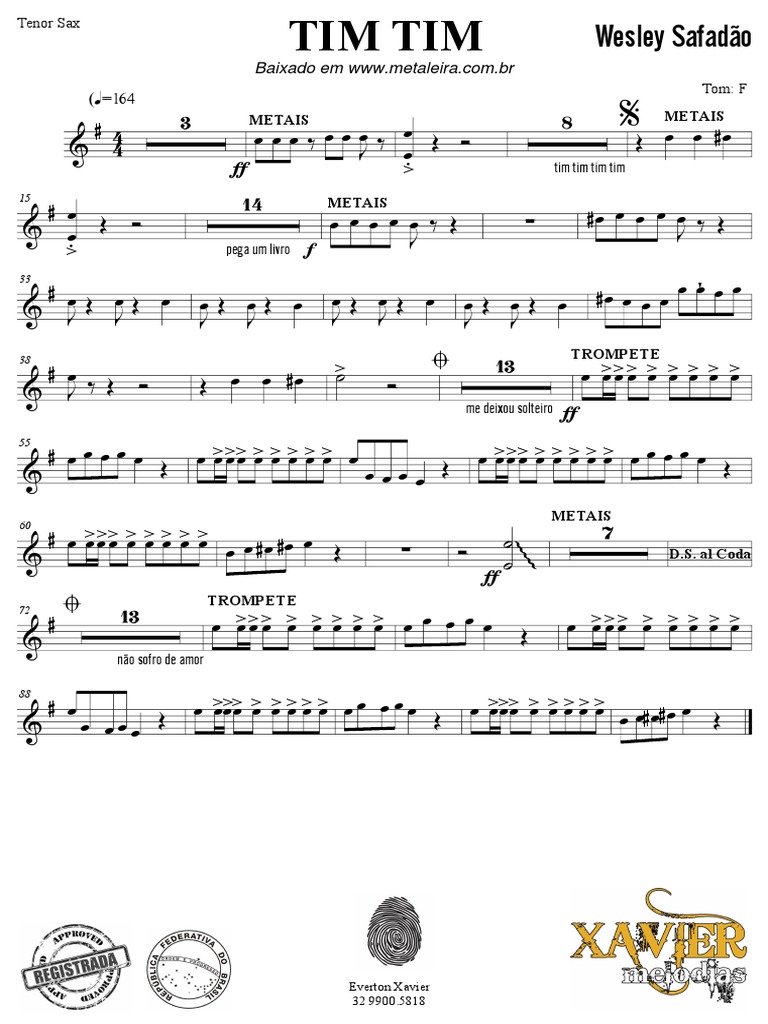 TIM TIM: Saxophone Sheet Music | PDF