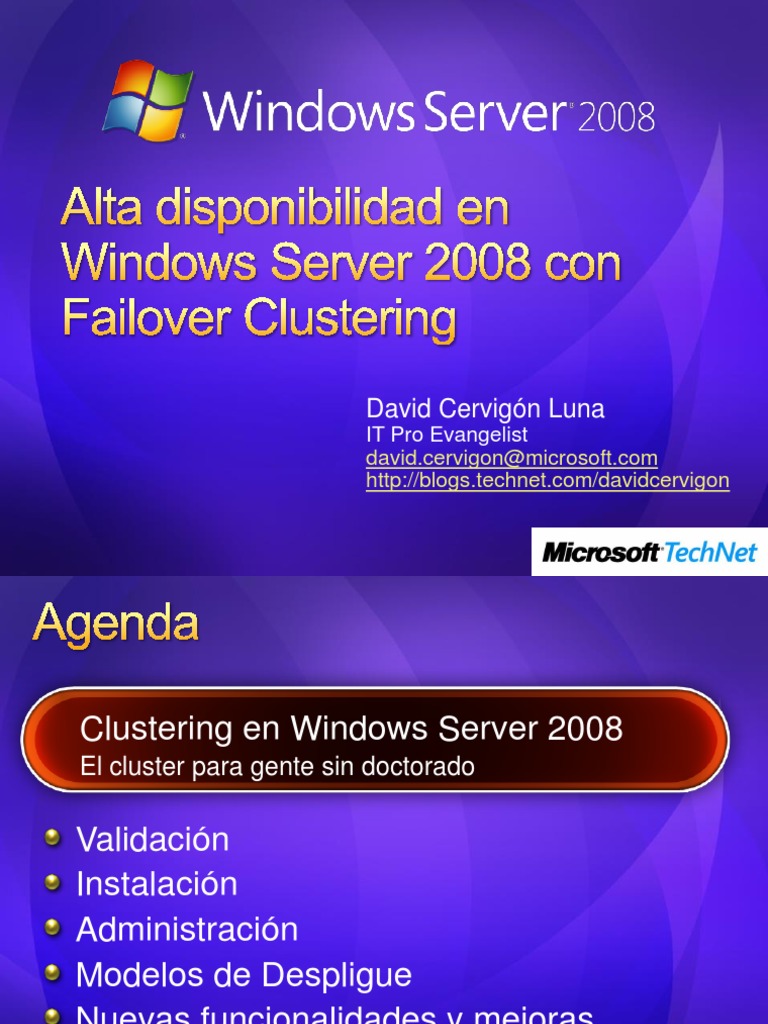 Alta Disponibilidad en Windows Server 2008 Con Failover Clustering ...