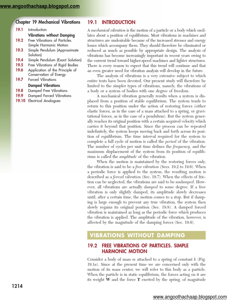 Chapter 19 Mechanical Vibrations | PDF | Acceleration | Rotation Around ...