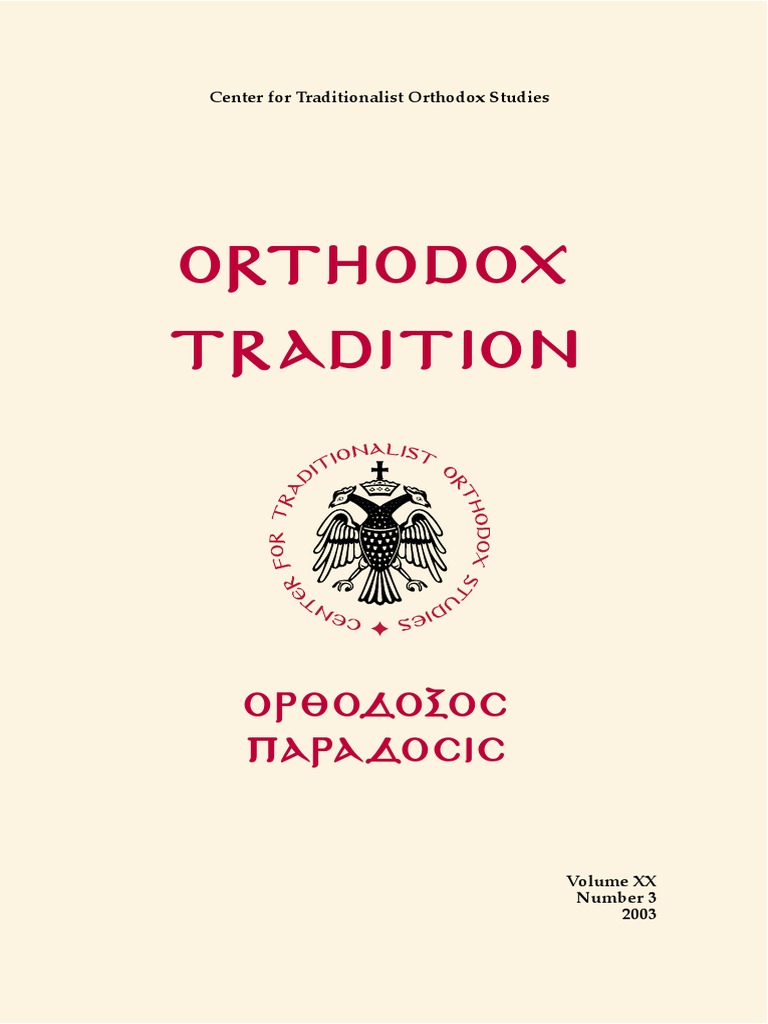 Orthodox Tradition Magazine No. 3/2003 | PDF | Eastern Orthodox Church ...