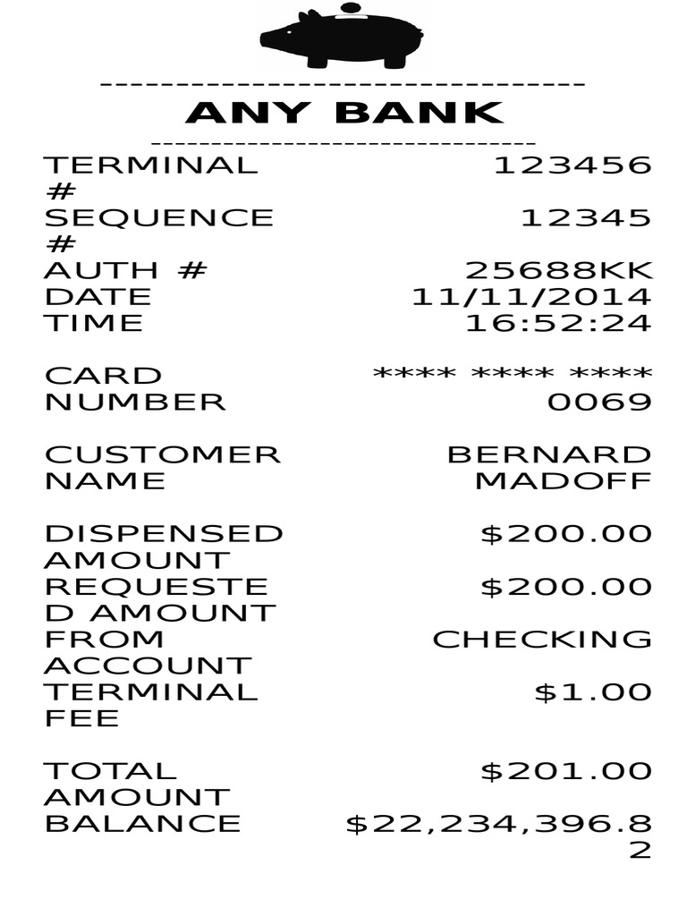 Make A Fake Atm Receipt | PDF