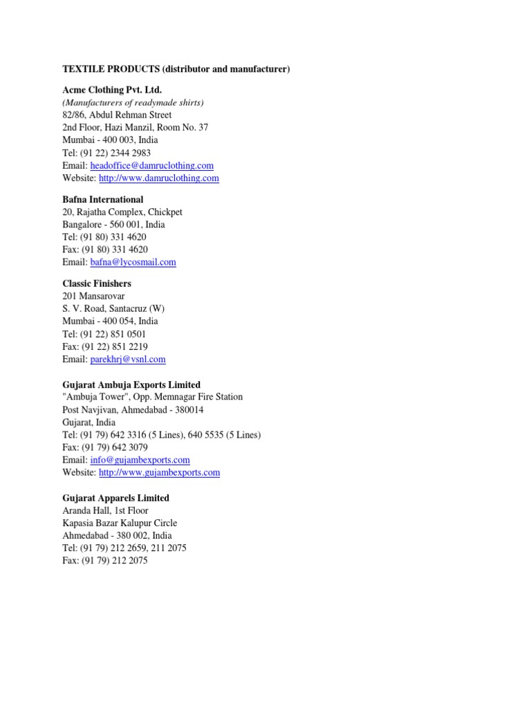 Distributor and Manufacturer of Cloth | PDF | Consumer Goods | Clothing