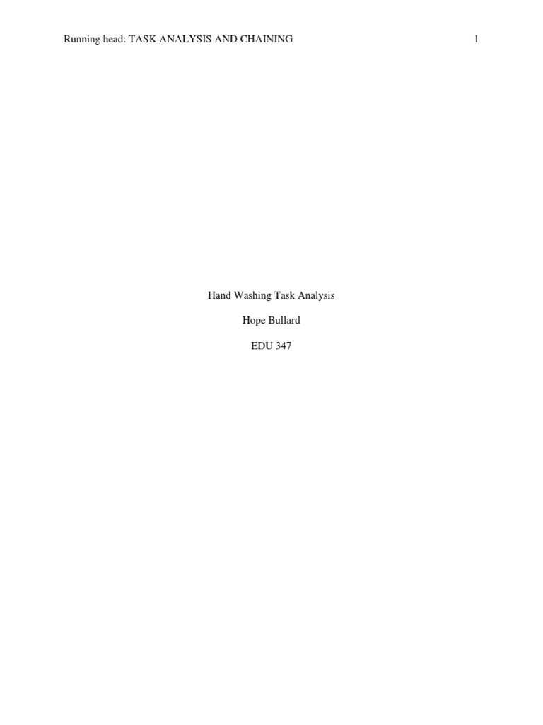 Running Head: Task Analysis and Chaining 1 | PDF | Reinforcement ...