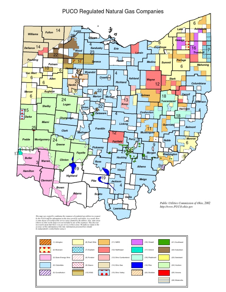 Ohio Natural Gas Suppliers Map | PDF | Ohio | Midwestern United States