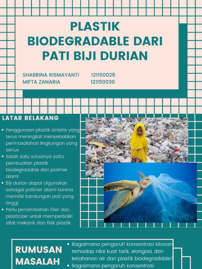 Pembuatan Plastik Biodegradable Dari Pati Biji Durian Dengan Filler ...