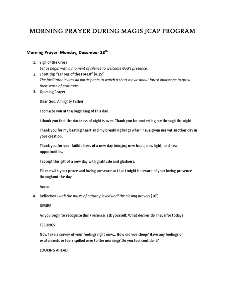 Morning Prayer | PDF | Prayer | Jesus