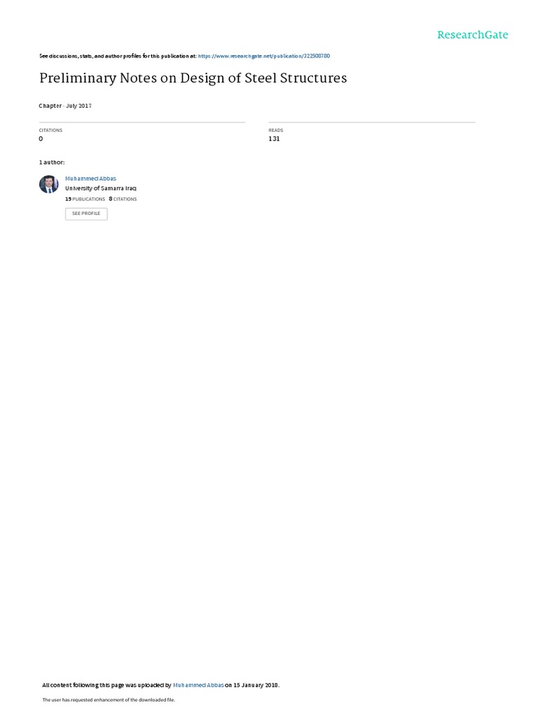 Preliminary Notes On Design of Steel Structures | PDF | Structural Load ...