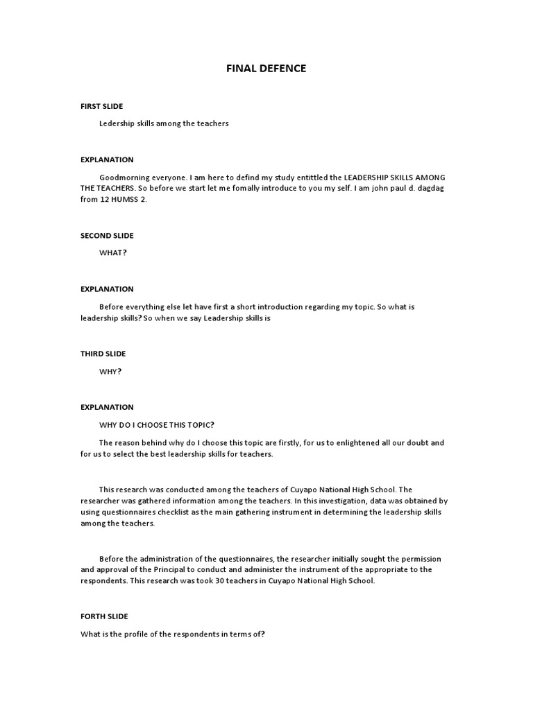 Final Defence (Martin) | PDF | Teachers | Curriculum