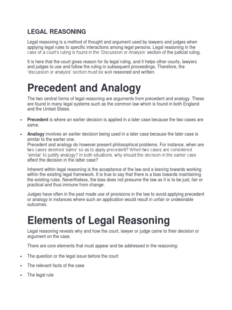 Precedent and Analogy: Legal Reasoning | PDF | Inference | Deductive ...
