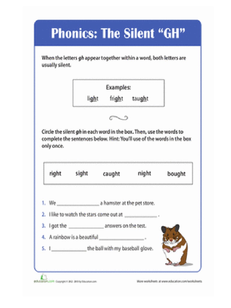 Worksheet in Silent Letter GH | PDF