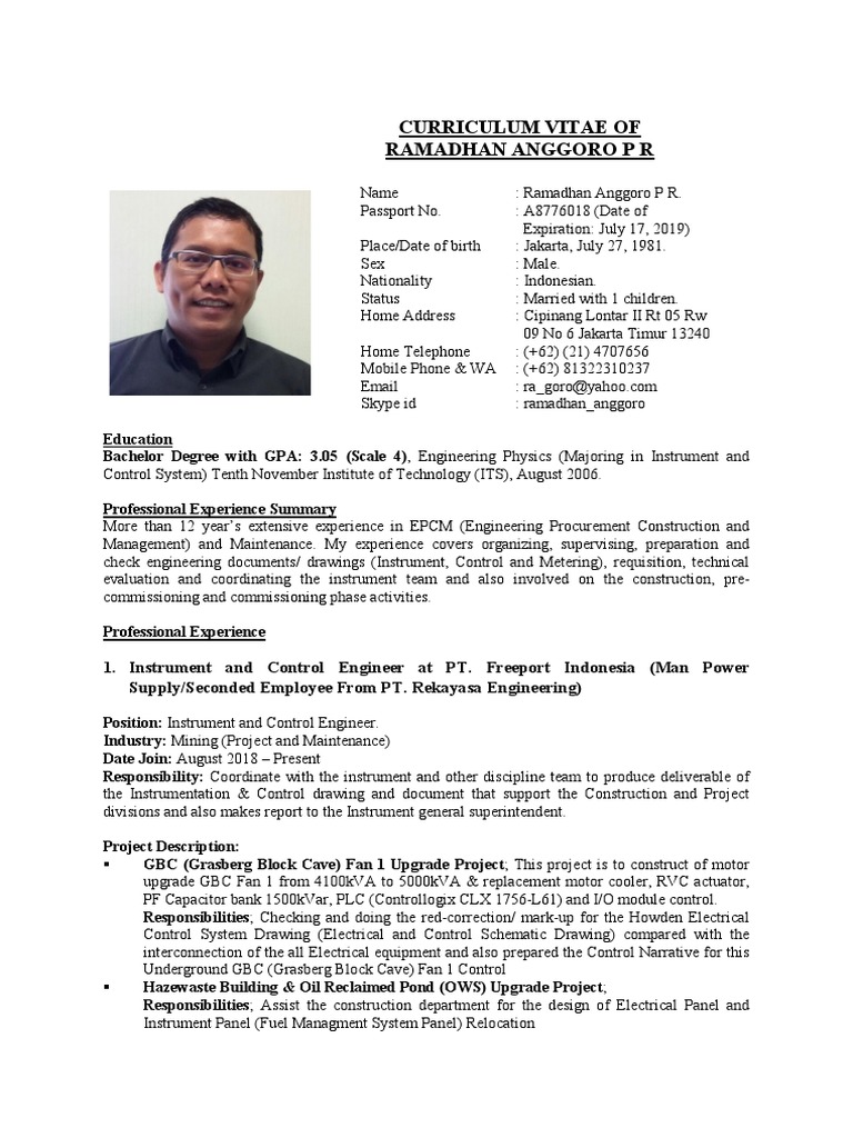 CV Ramadhan Anggoro PR | PDF | Instrumentation | Flow Measurement