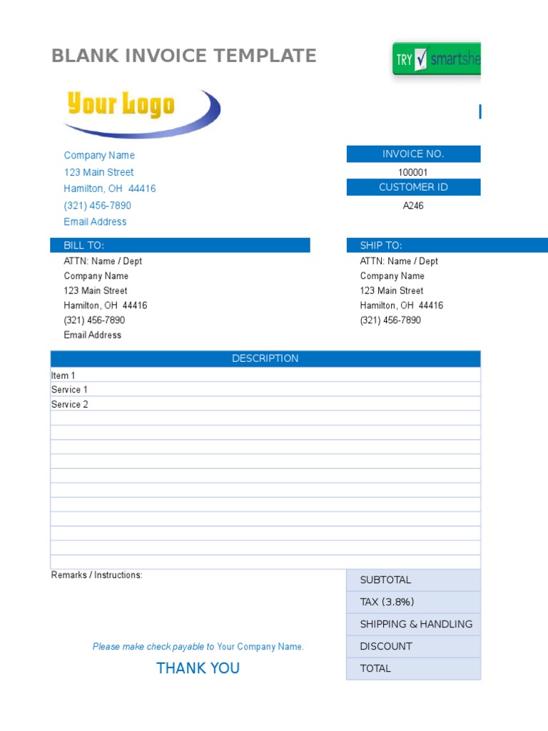 IC Blank Invoice Template 8563 | PDF