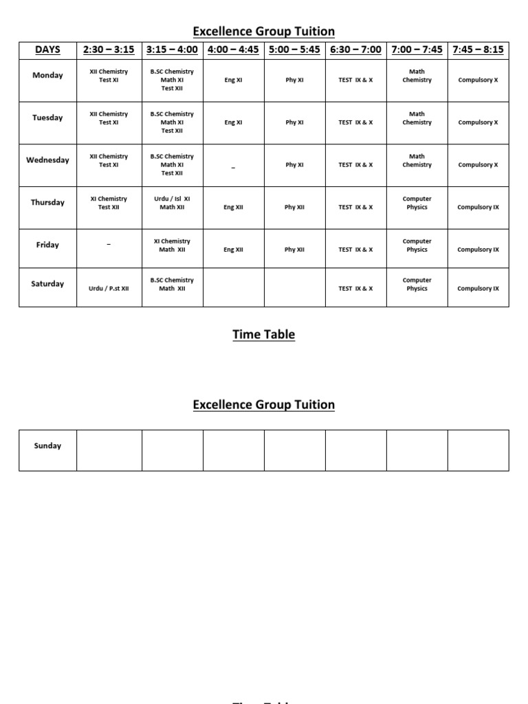 Time Table | PDF