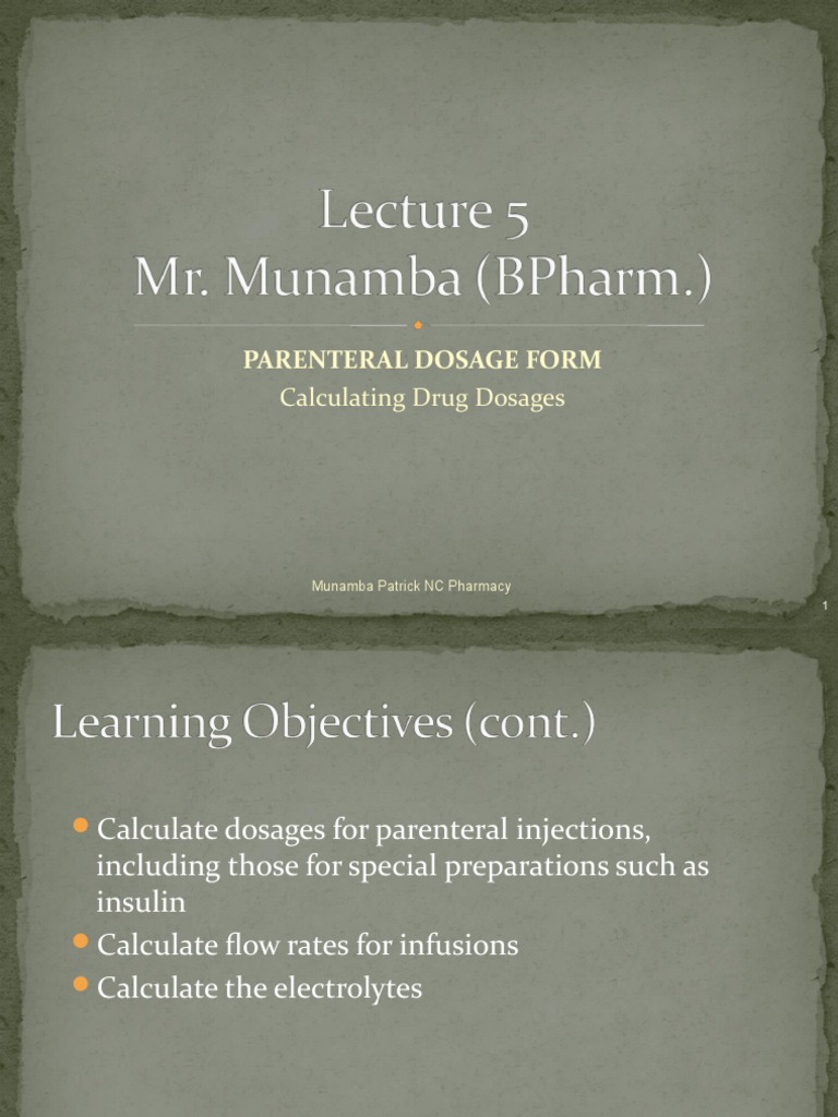 Parenteral Dosage Form: Calculating Drug Dosages | PDF | Intravenous ...
