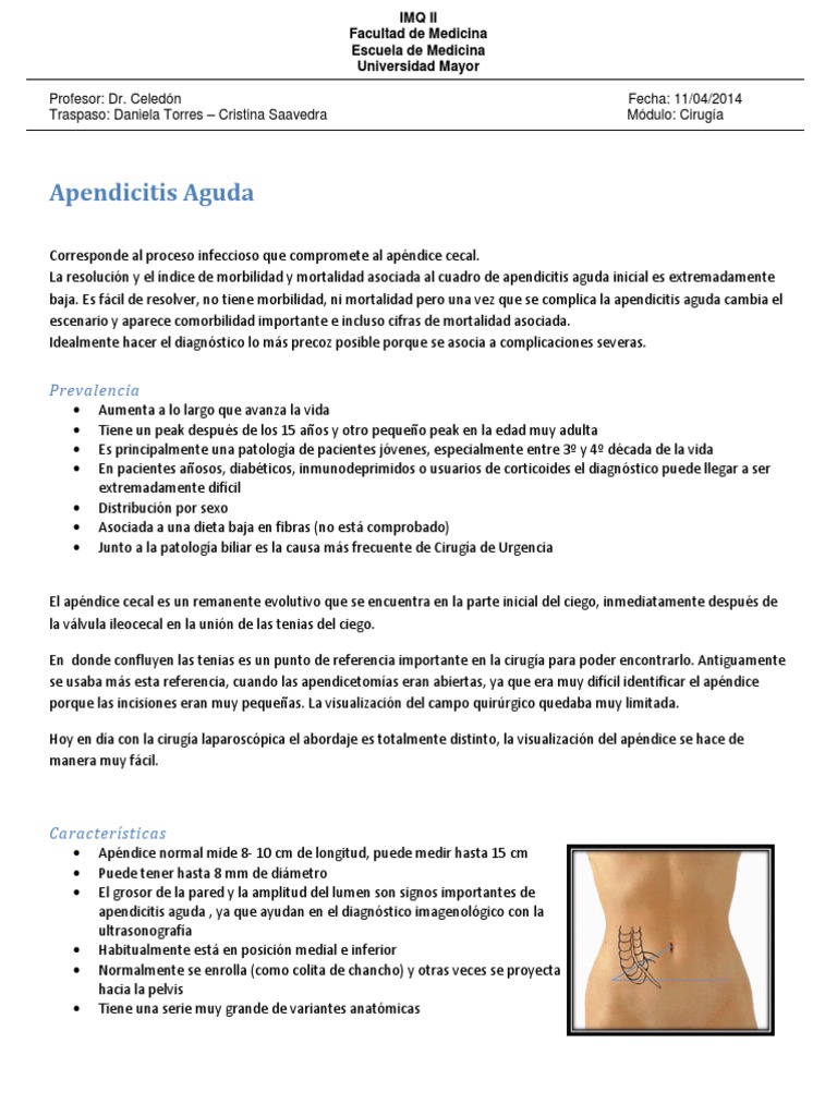 Apendicitis Aguda | PDF | Abdomen | Medicina CLINICA
