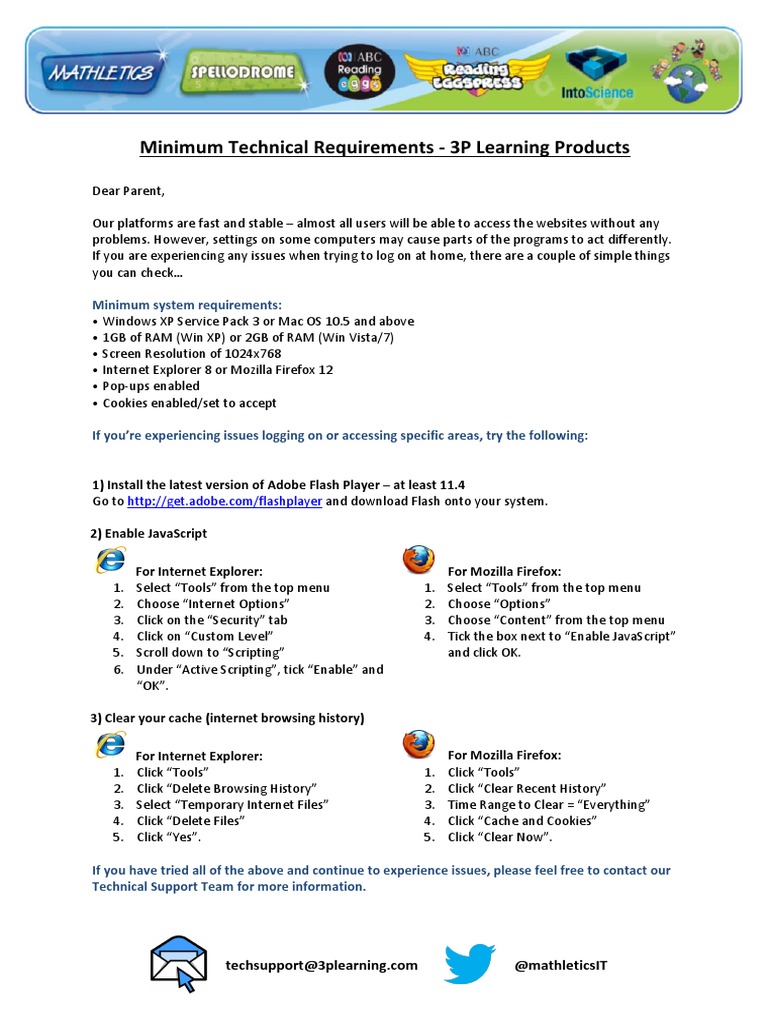 Minimum Technical Requirements - 3P Learning Products | Download Free ...