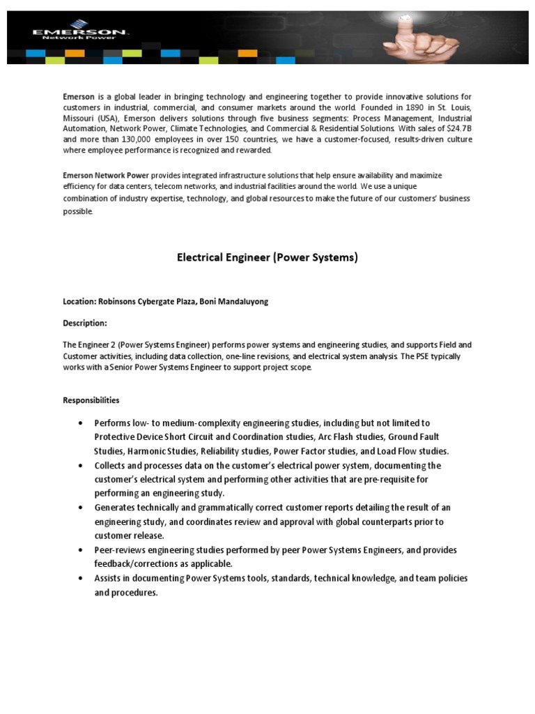 Electrical Engineer (Power Systems) | PDF | Electric Power System ...