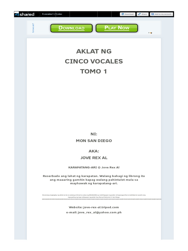 Aklat NG Singko Vocales | PDF