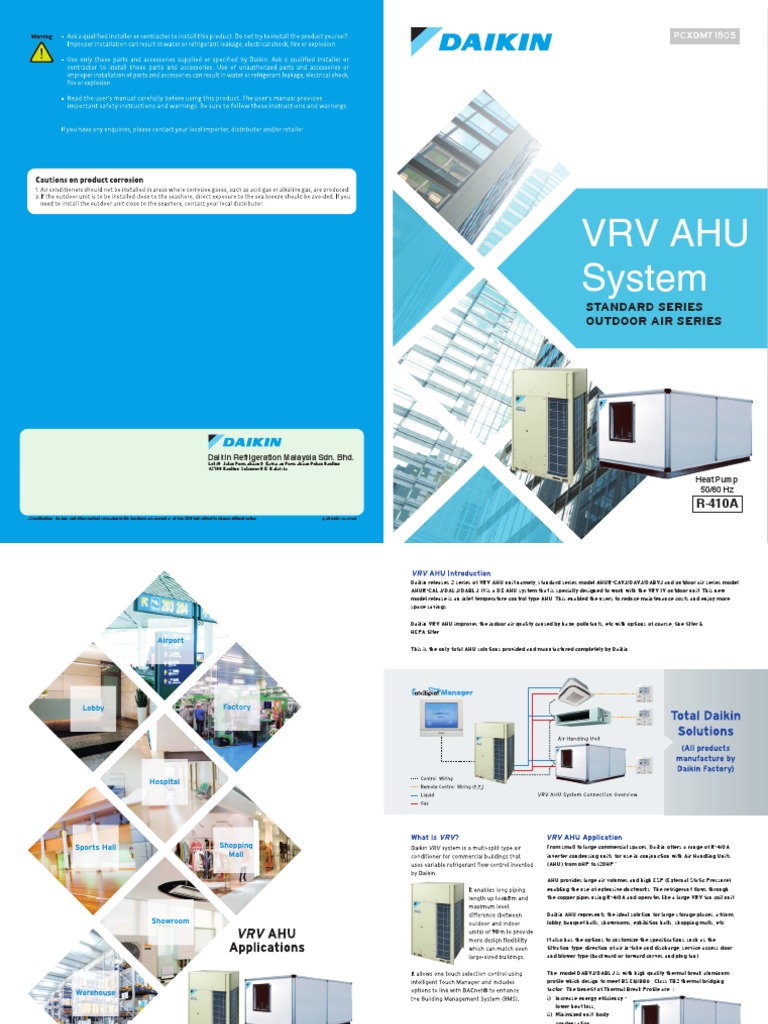VRV Ahu System Pcxdmt1805 | PDF | Pipe (Fluid Conveyance) | Home Appliance