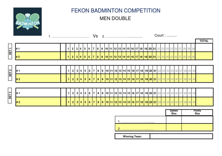 Fekon Badminton Men's Doubles Competition Results | PDF