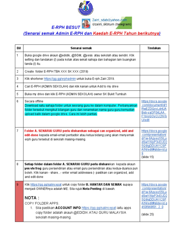 E-Rph Tahun Hadapan & Senarai Semak PDF | PDF